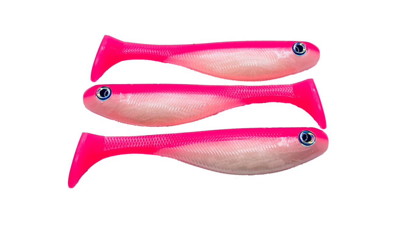 6 Paddle Tail Swimbait - Pink and Pearl - Shad Life Baits